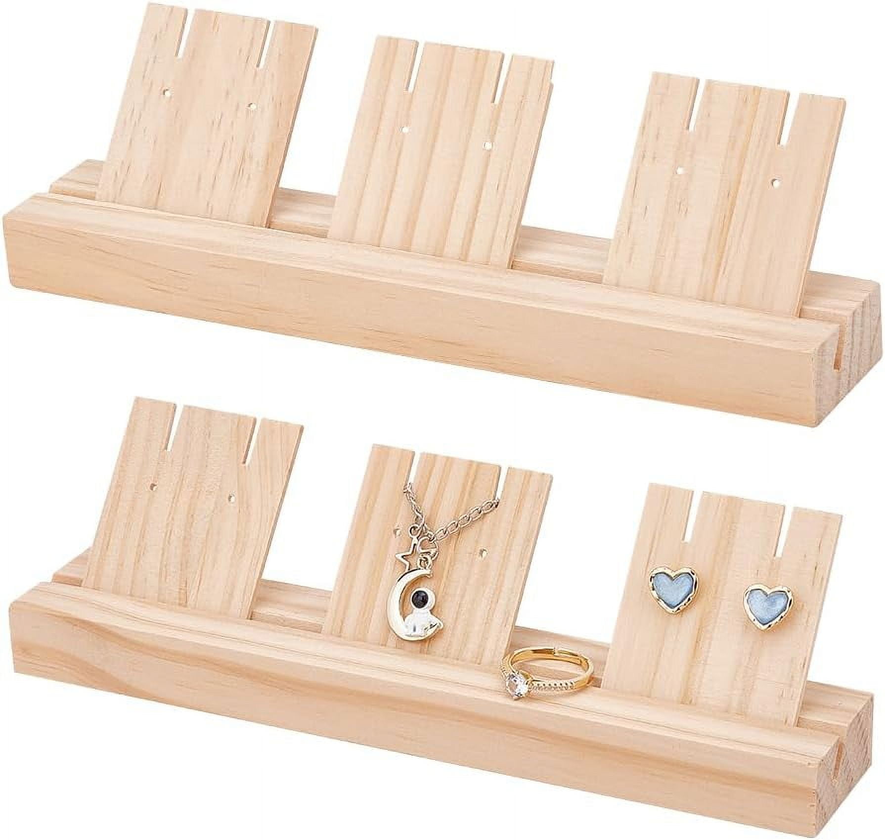 2 Set 2pc Wood Earring Display Stands Earring Necklace Holder Display ...
