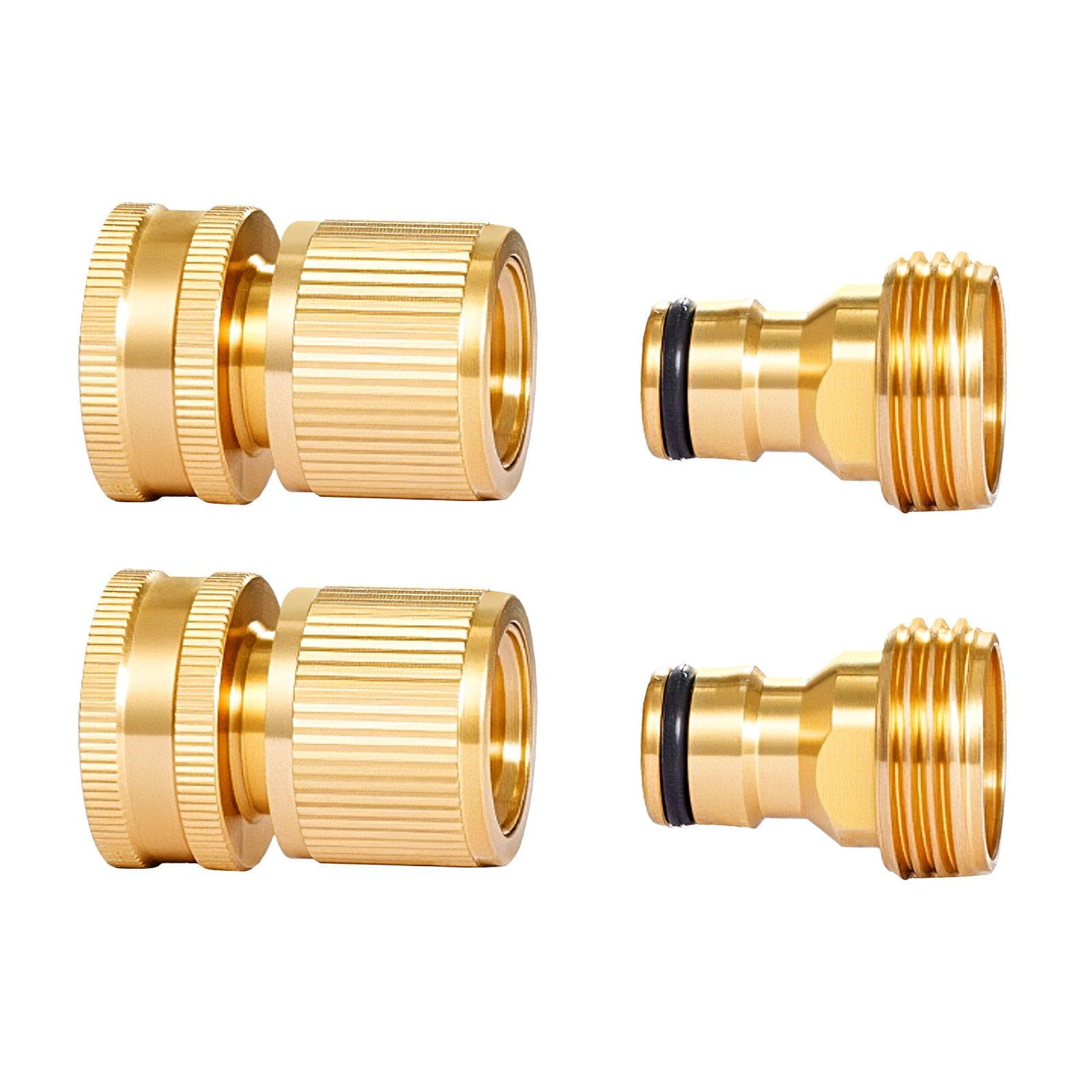 2 Set 3/4" Garden Hose Quick Connect Solid Brass Water Hose Fitting ...
