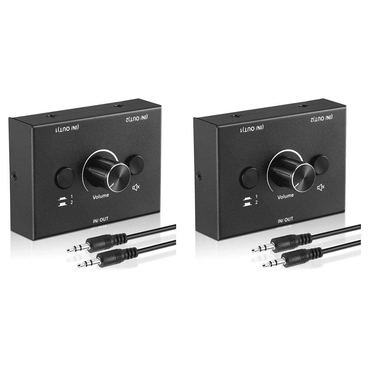 2 Set 3 5mm Audio Switcher 2 Input 1 Output 1 Input 2 Output Audio Splitter Switcher Switcher