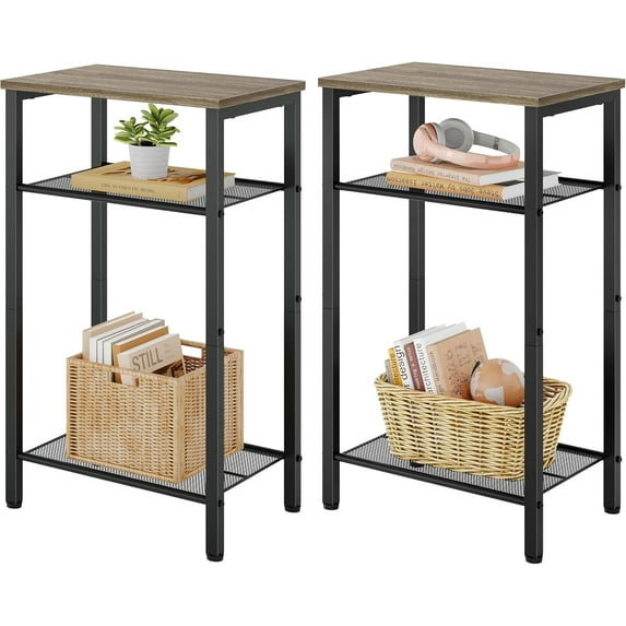 2-Set 3 Tier End Table, Telephone Table Set of 2, Tall Side Table with ...