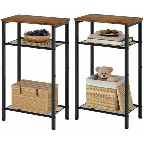 2-Set 3 Tier End Table, Telephone Table Set of 2, Tall Side Table with ...
