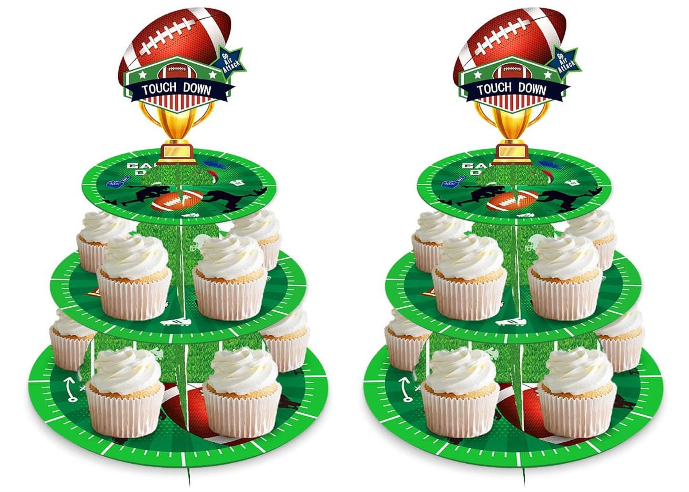 2 Set 3-Tier Football Rugby Cardboard Cupcake Stand Party Decorations ...