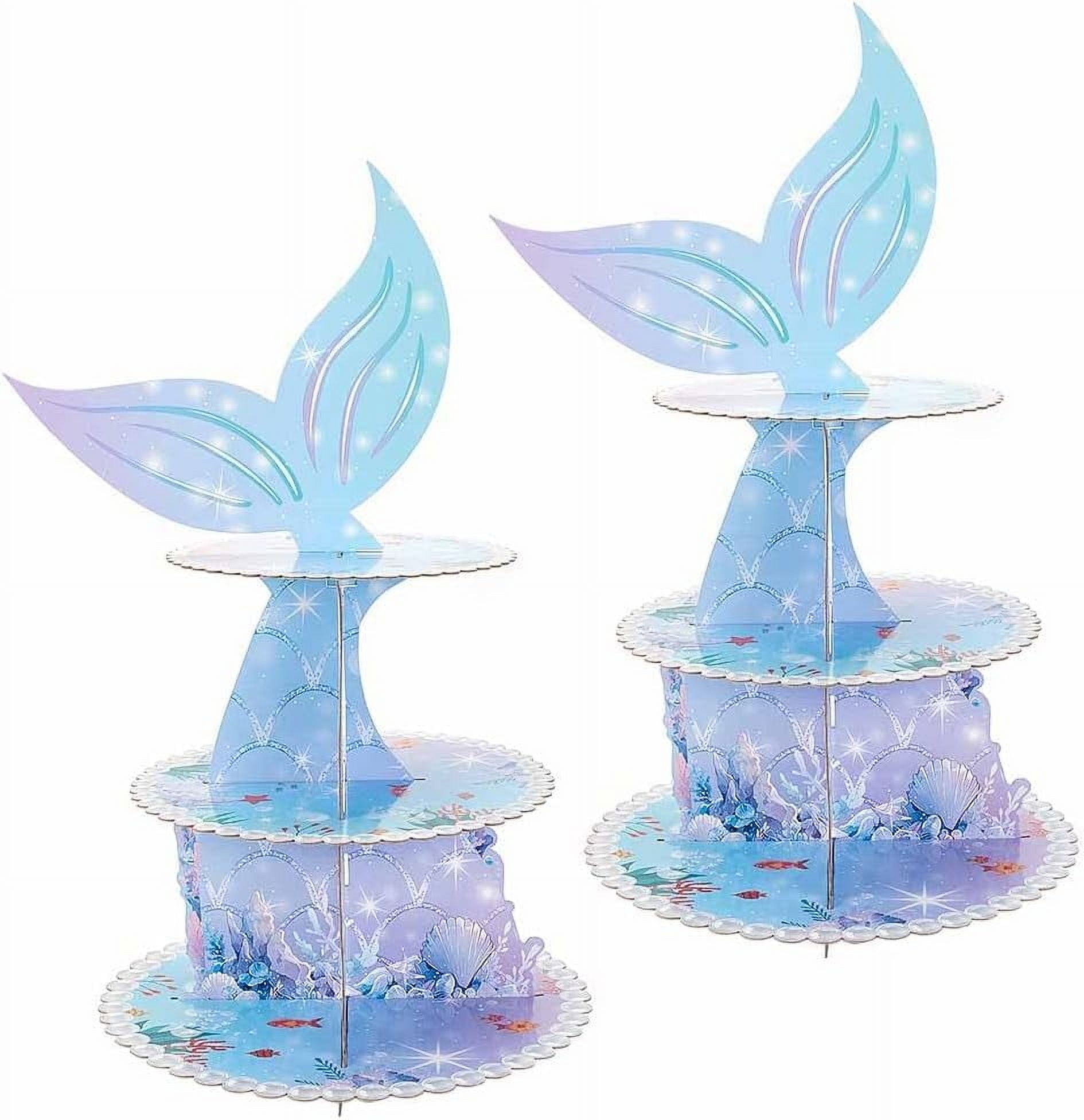 2 Set 3 Tier Mermaid Cupcake Stands Mermaid Party Supplies Party Cake ...