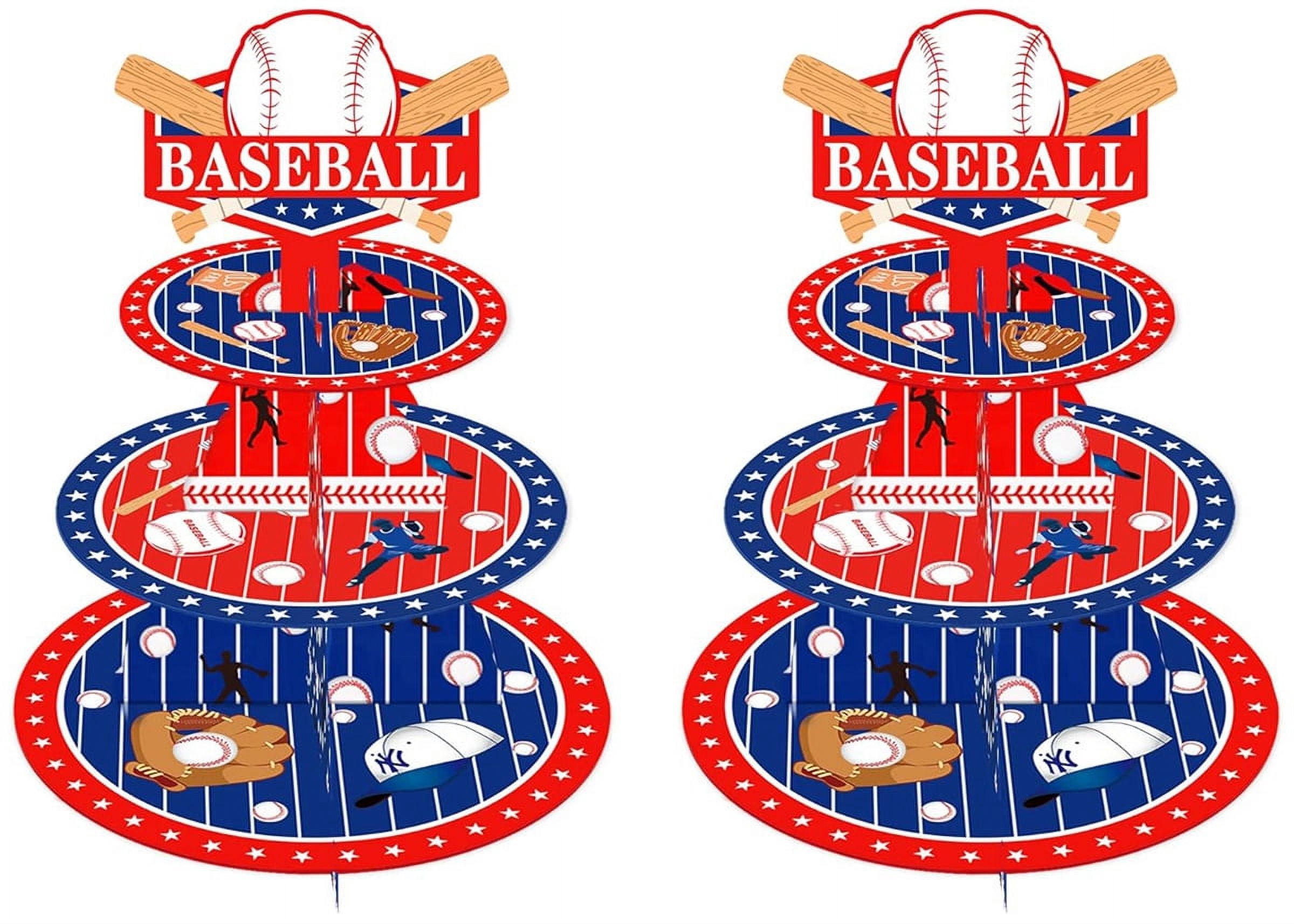 2 Set 3-Tier Sport Baseball Cardboard Cupcake Stand Party Decorations ...