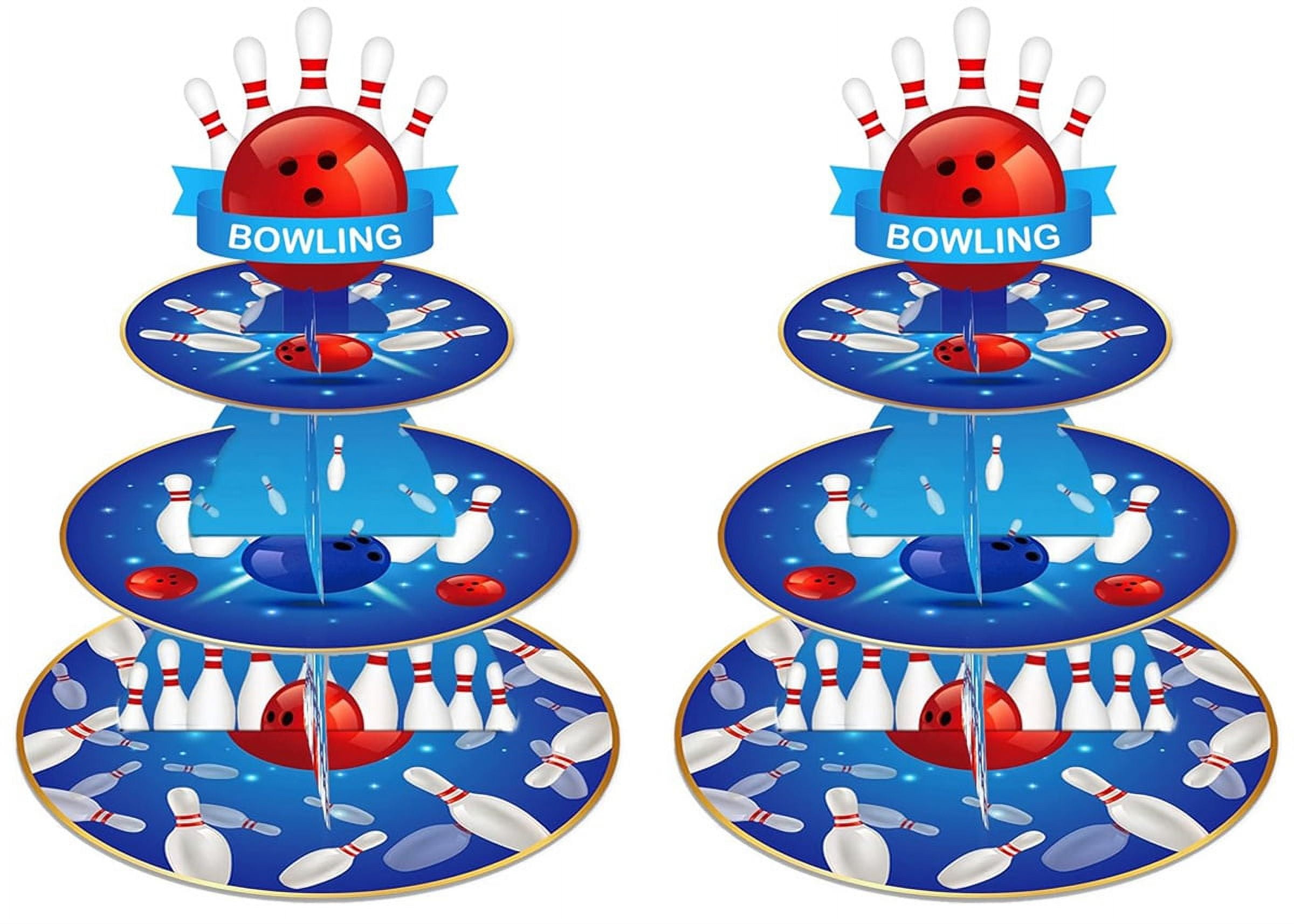 2 Set 3-Tier Sport Bowling Cardboard Cupcake Stand Party Decorations ...