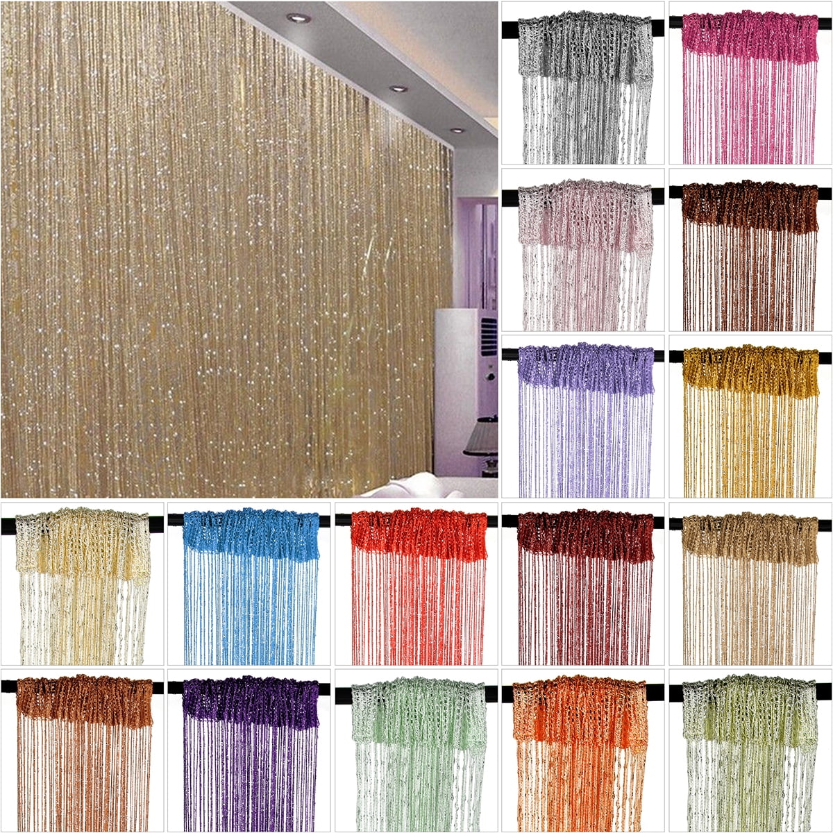 2 Set 39" Width 78" Height String Curtains Door Window Panel Curtain ...