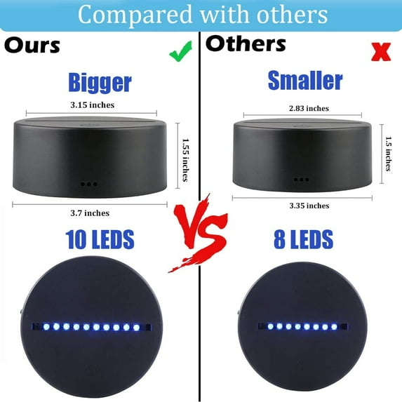 2-Set 3D Night LED Light Lamp Base with Square Acrylic Sheet, Large ...