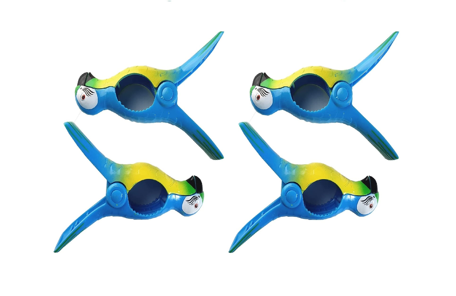 2 Set (4 Ct) Blue Parrot Beach Towel Clips Jumbo Size for Beach Chair ...