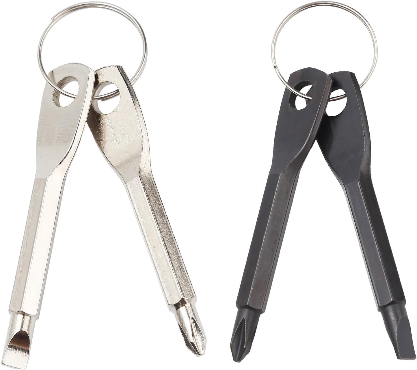 2 Set (4pcs) Portable Multifunction Key Chain Screwdriver Mini Key ...
