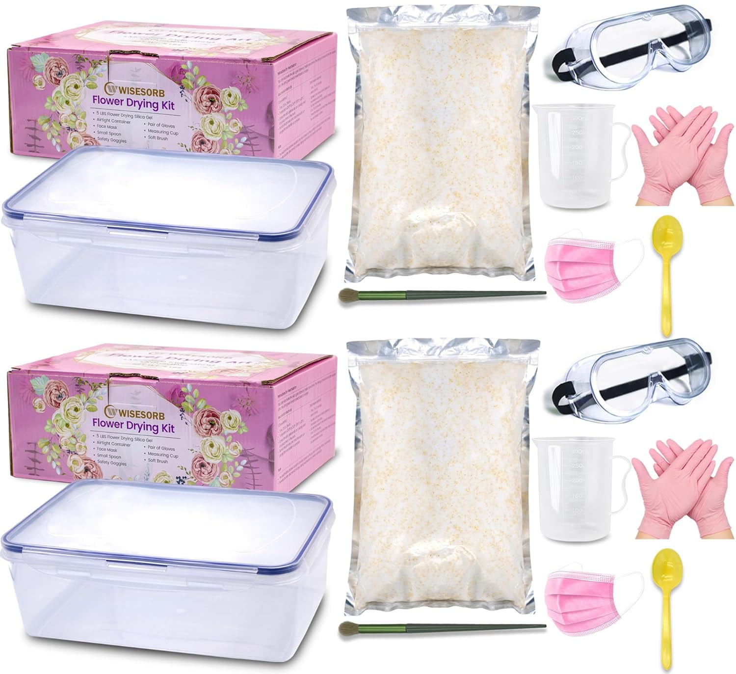 2 Set of 5 LBS Silica Gel Flower Drying Kit, Silica Sand Reusable ...