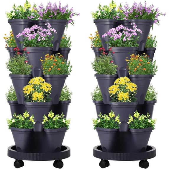 2 Set 5 Tier Stackable Planters Vertical Garden Planters for Strawberry ...