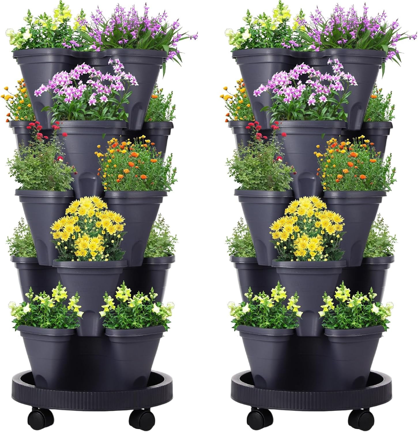 2 Set 5 Tier Stackable Planters Vertical Garden Planters for Strawberry ...