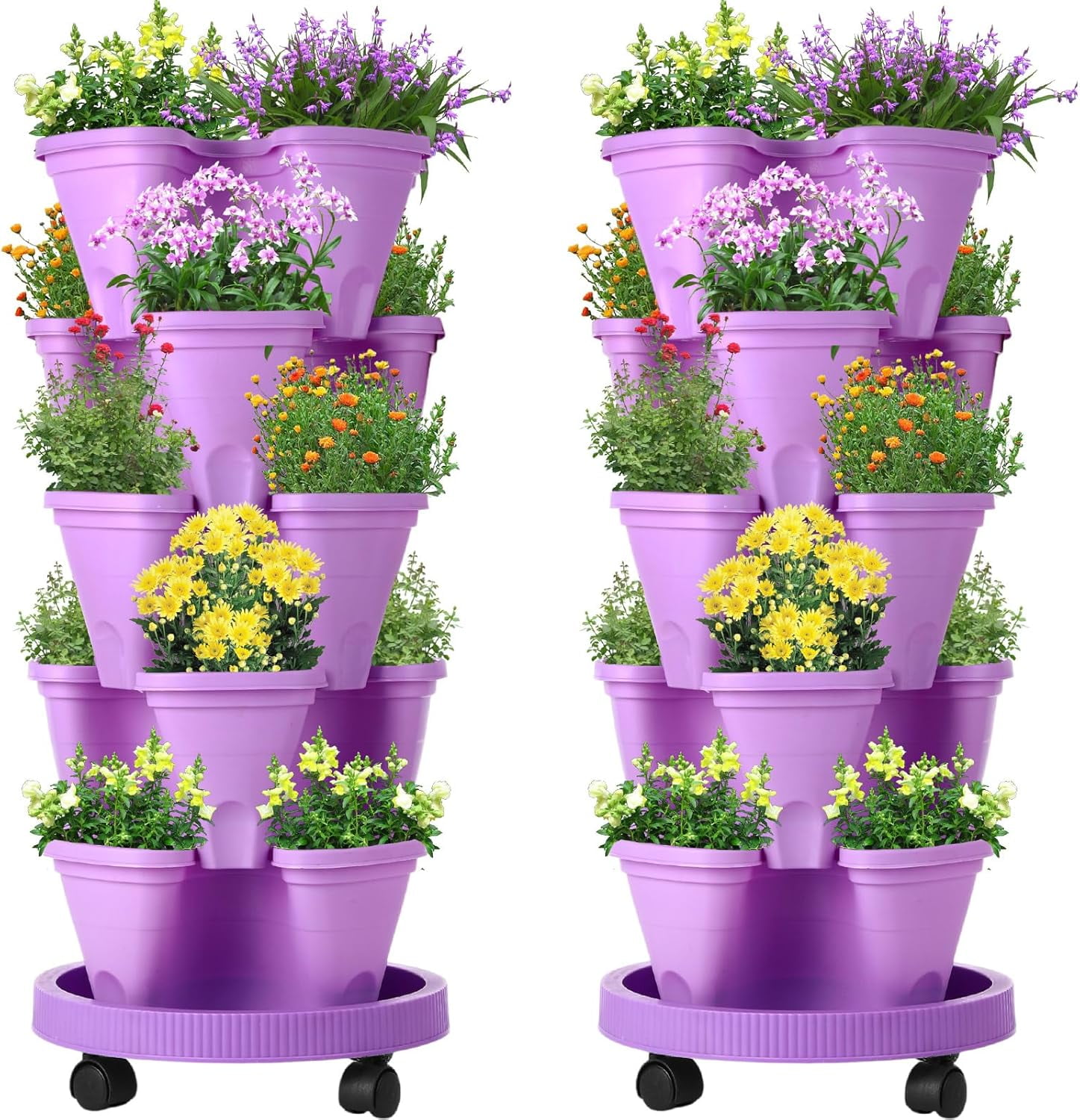 2 Set 5 Tier Stackable Planters Vertical Garden Planters for Strawberry ...