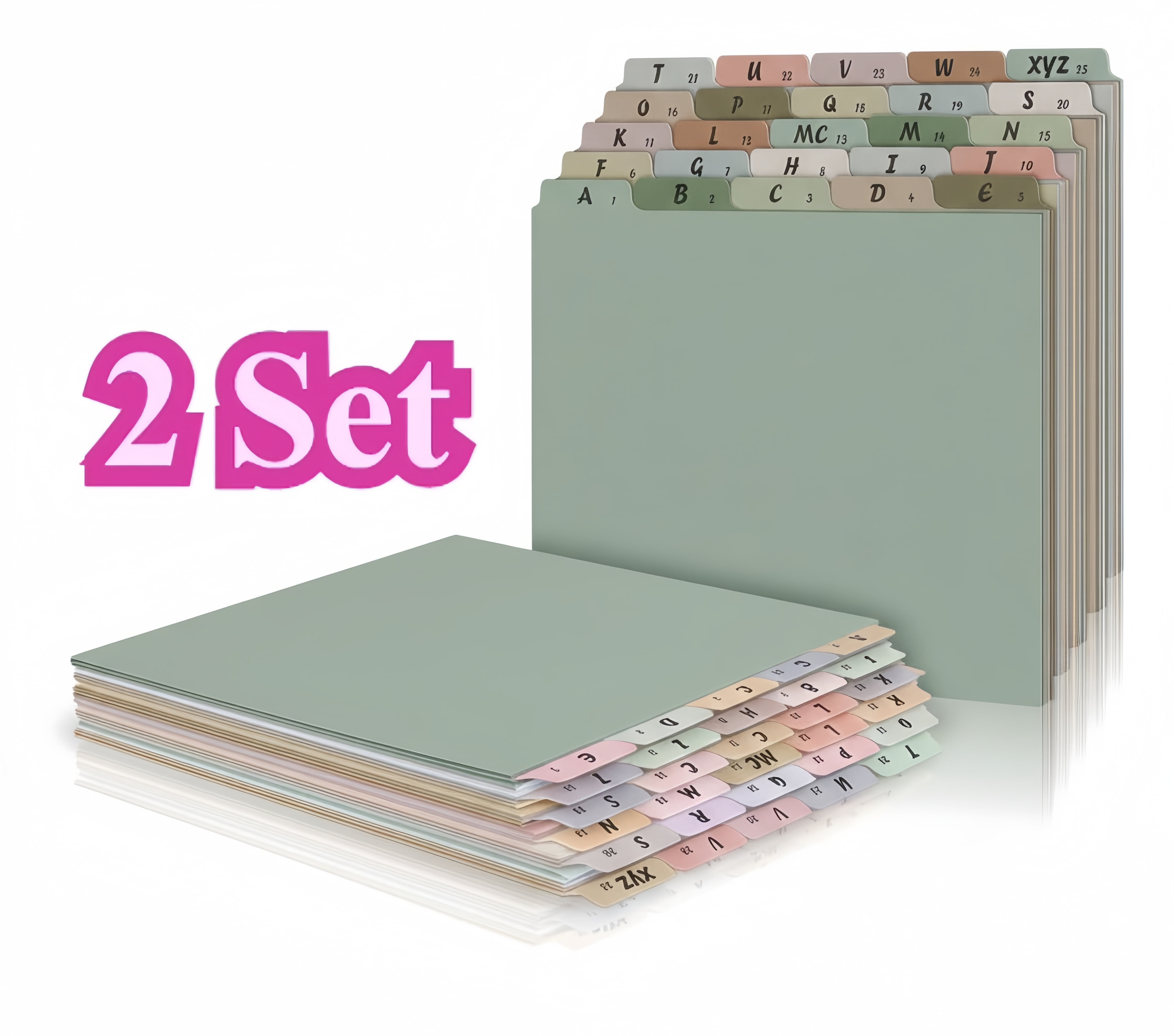 2 Set 50 Pcs Alphabet File Dividers Top Tab File Guides Set, A-z Letter ...