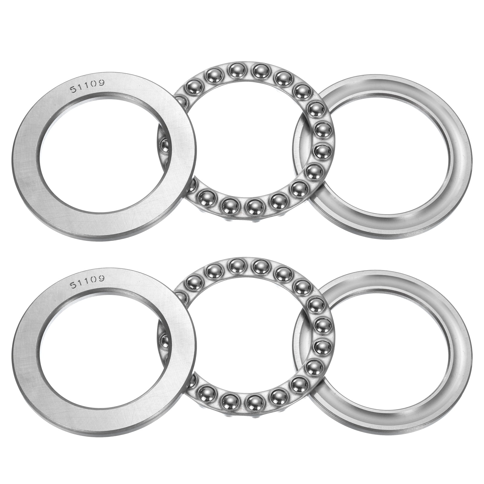 2 Set 51109 Thrust Ball Bearings 45mm x 65mm x 14mm Single Row Roller ...