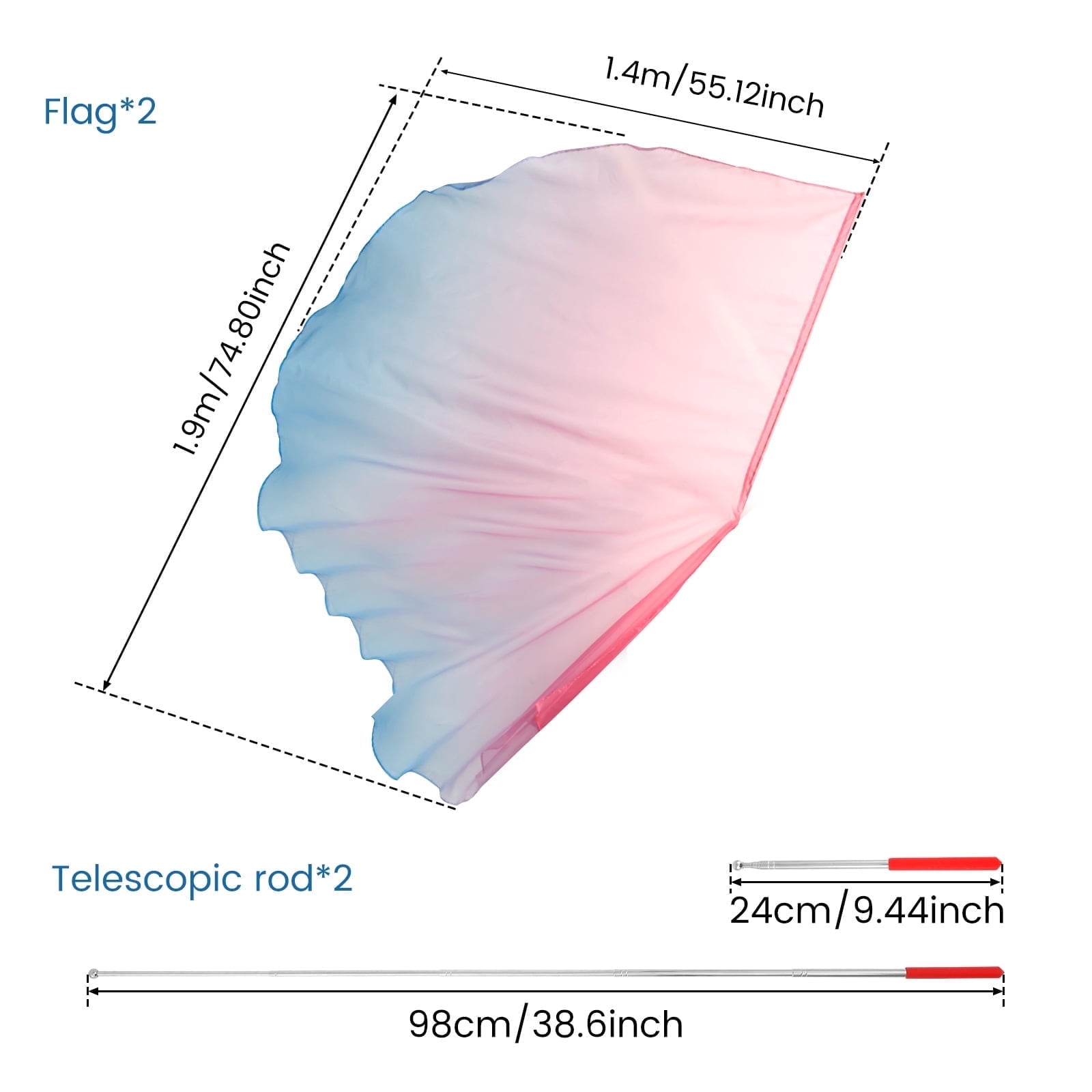 2 Set 55" Praise Dance Worship Flags with Scalable Rod Semicircle ...