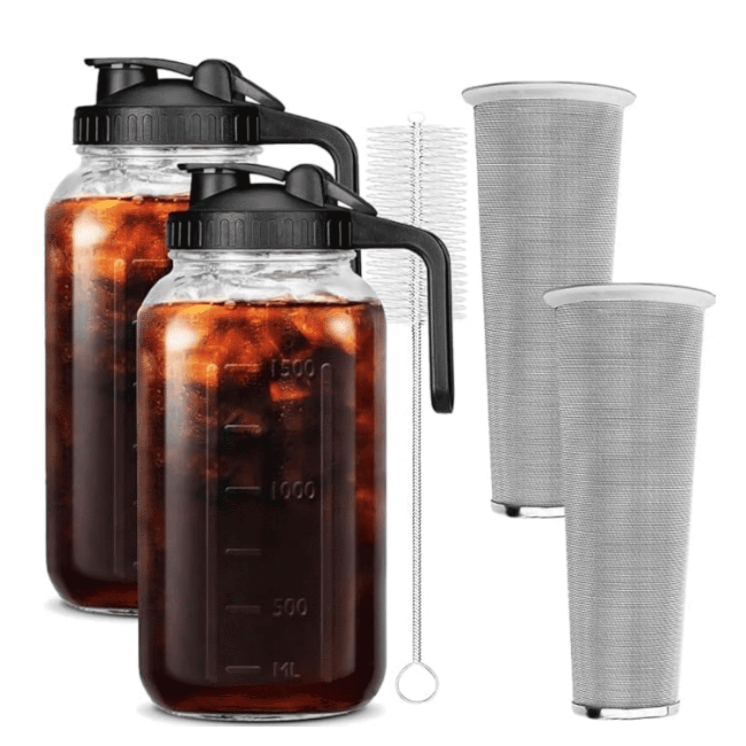 2 Set 64 oz (2 Quart), Black Cold Brew Coffee Maker, Iced Tea Machines ...