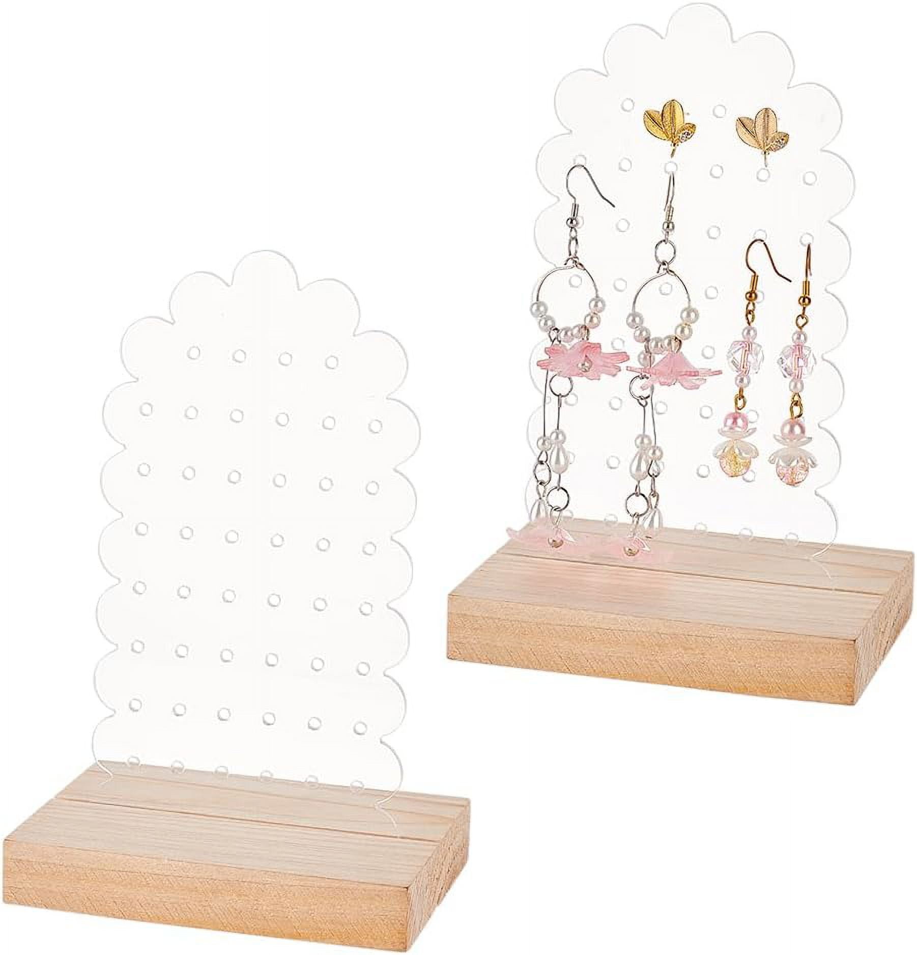 2 Set 92 Holes Transparent Acrylic Earring Display Stand 10x7x15.7cm ...