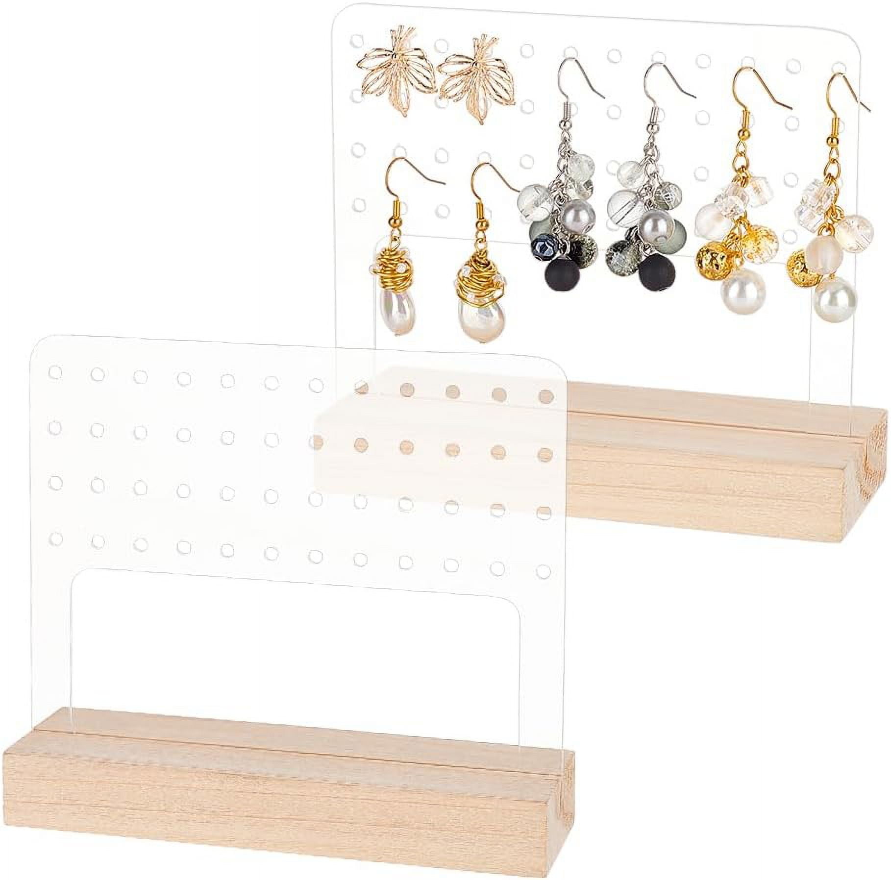 2 Set 96 Holes Transparent Acrylic Earring Display Stand 11.95x5x10.5cm ...