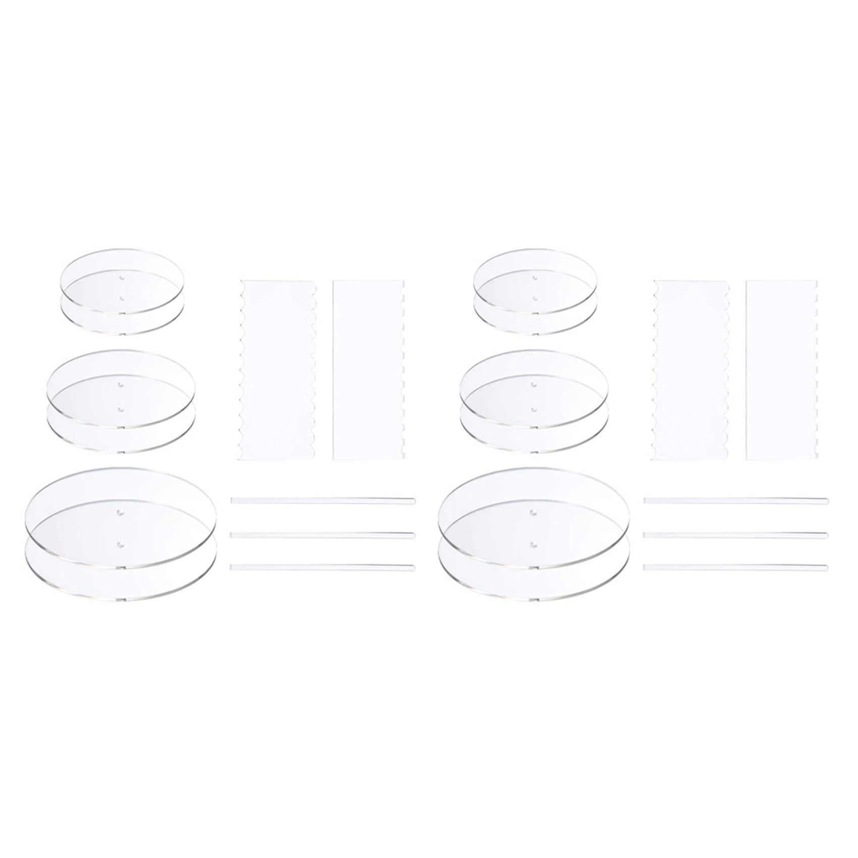 2 Set Acrylic Round Cake Disk - Discs Circle Base Boards with Center ...