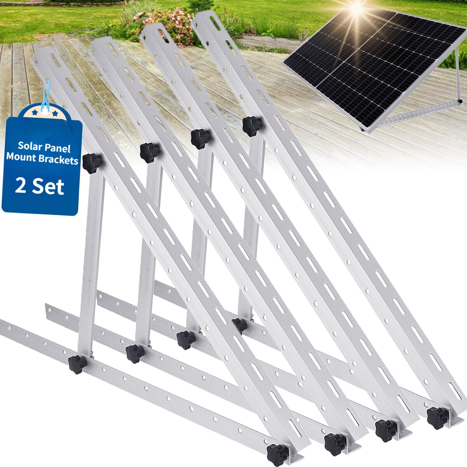 2 Set Adjustable Solar Panel RV ti/lt Mounting Rack Bracket Rooftop ...