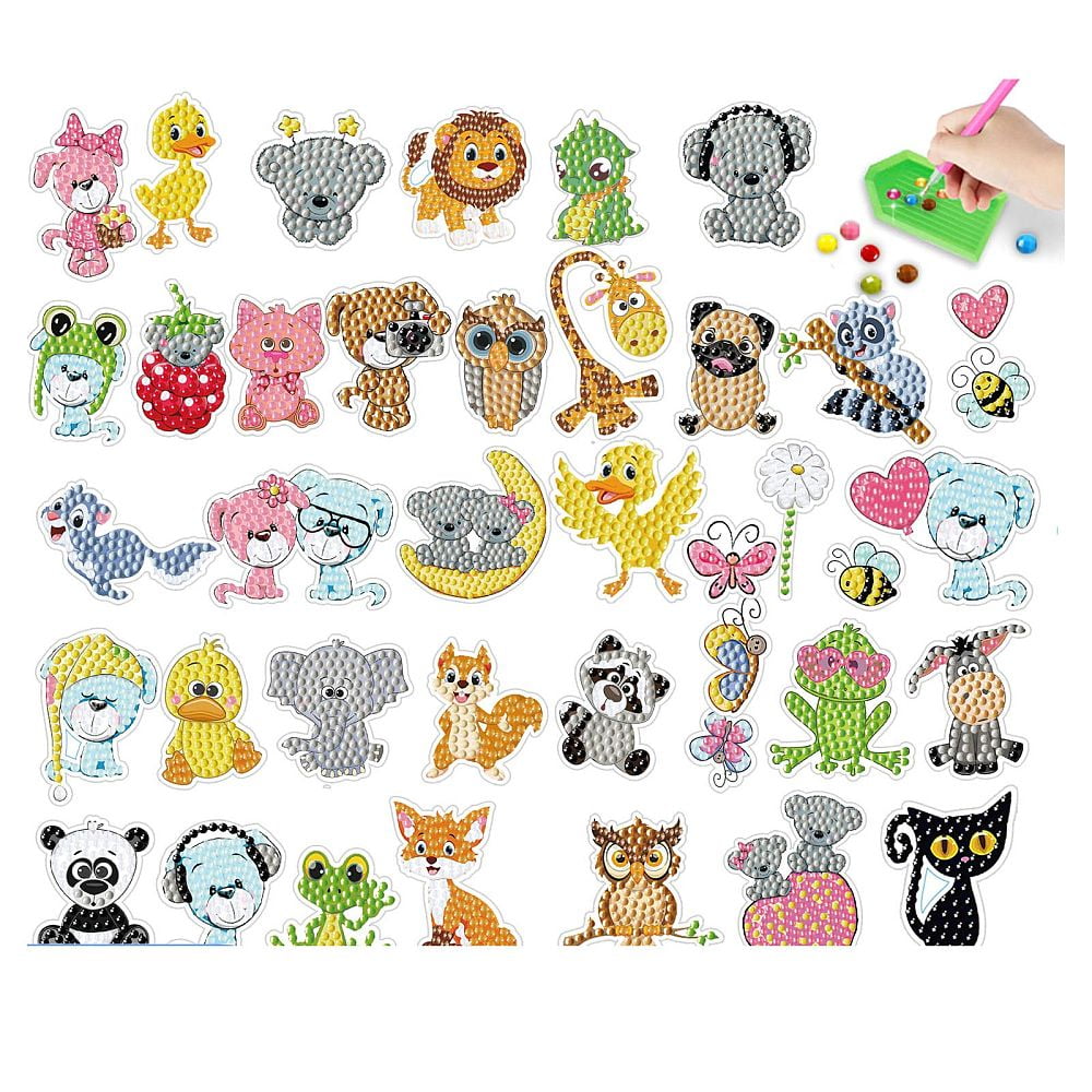 2 Set Animals DIY Diamond Painting Sticker Kit Including PVC ...