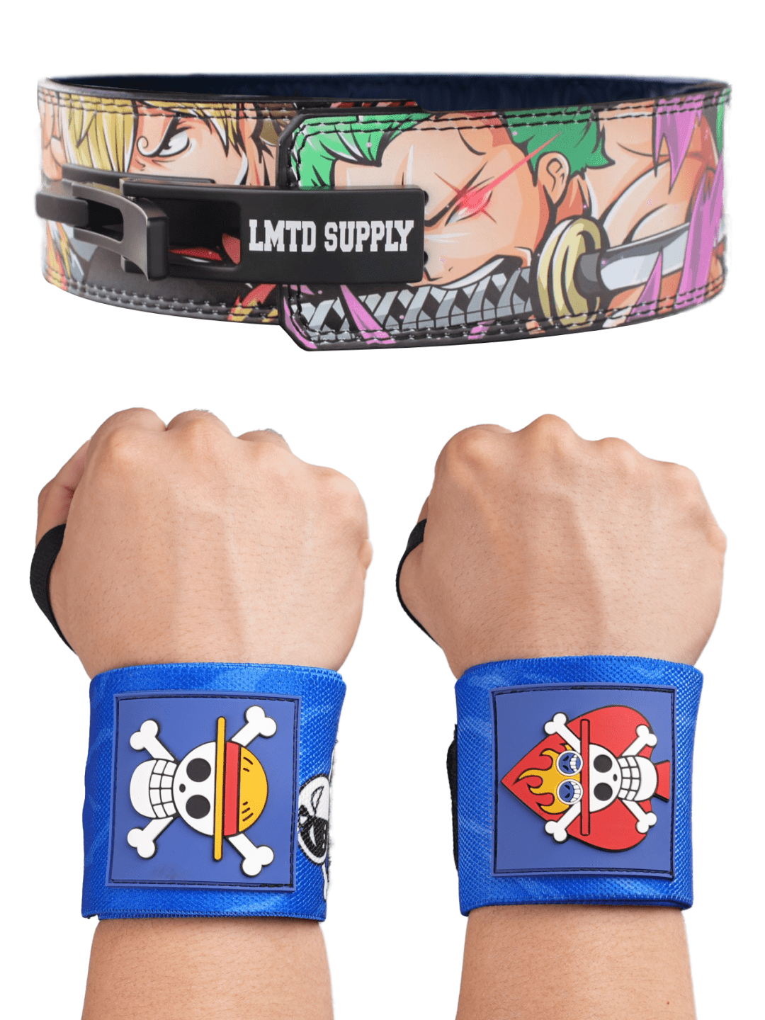 2 Set Anime Lever Belt and Wrist Wraps - Heavy Duty 10mm Weight Lifting ...