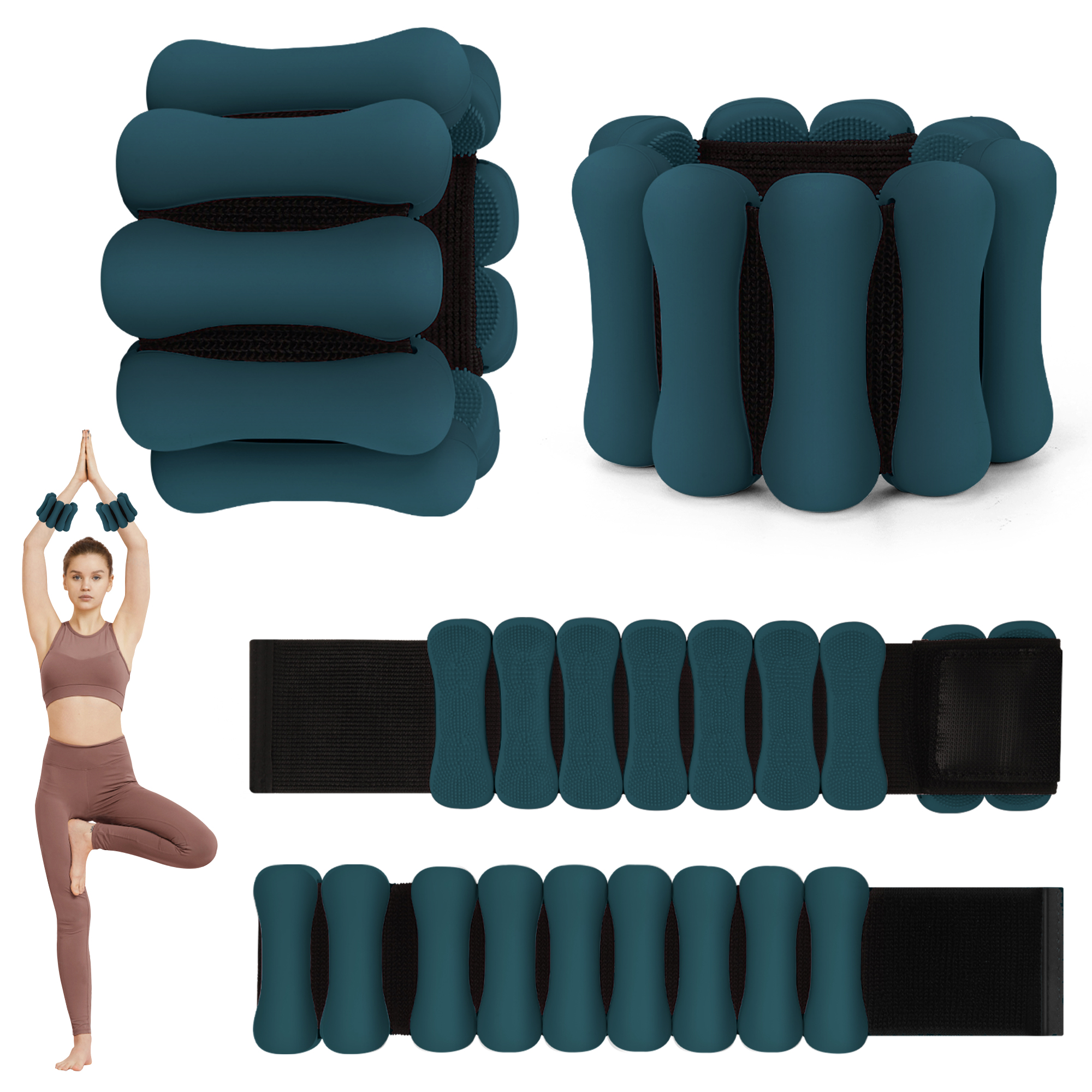 Wrist Weights, Set of 2 Ankle Weights for Women Men, Adjustable Wrist ...