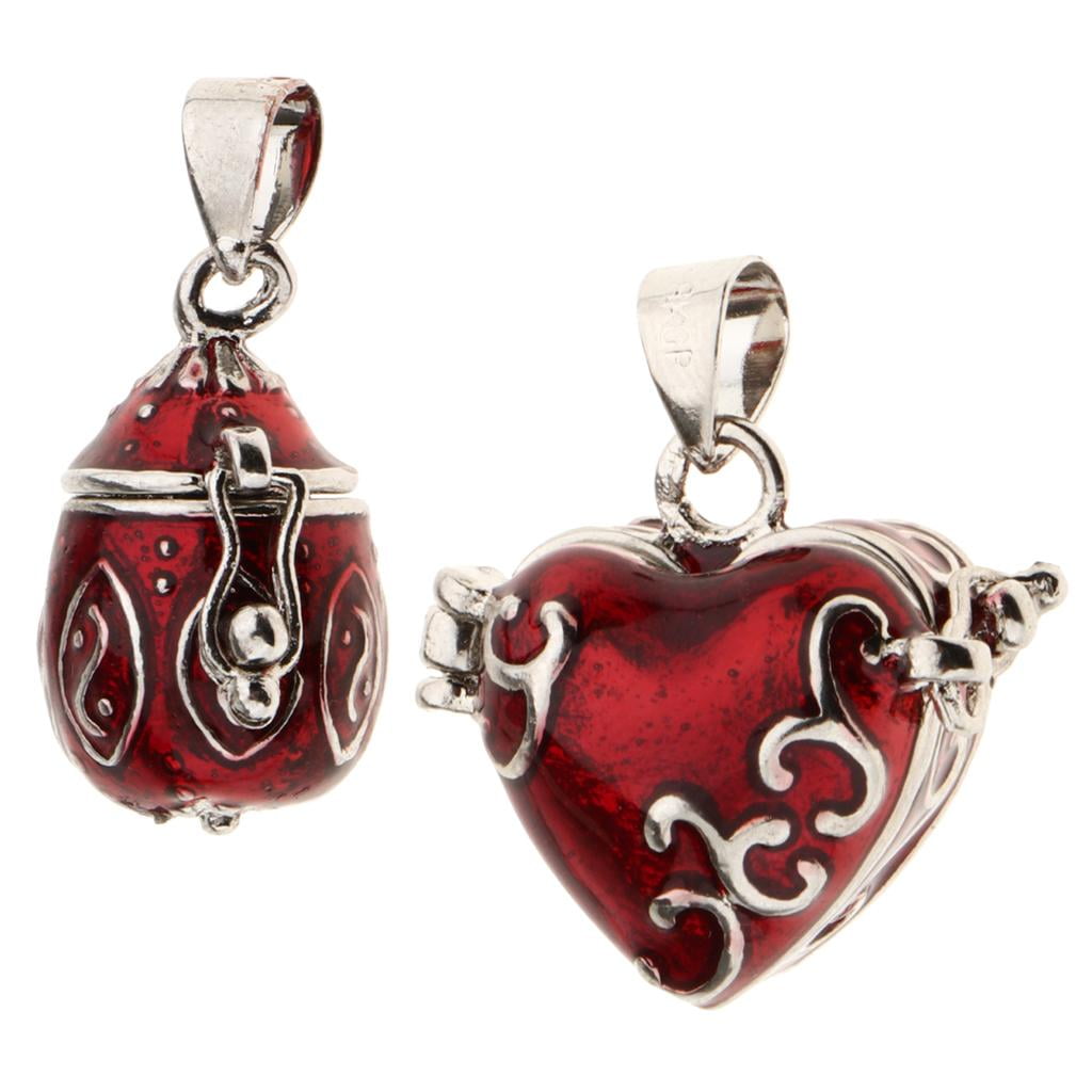 2 Set Ash Urn Pendant Memorial Charms Red Enamel Small Box Waterproof ...