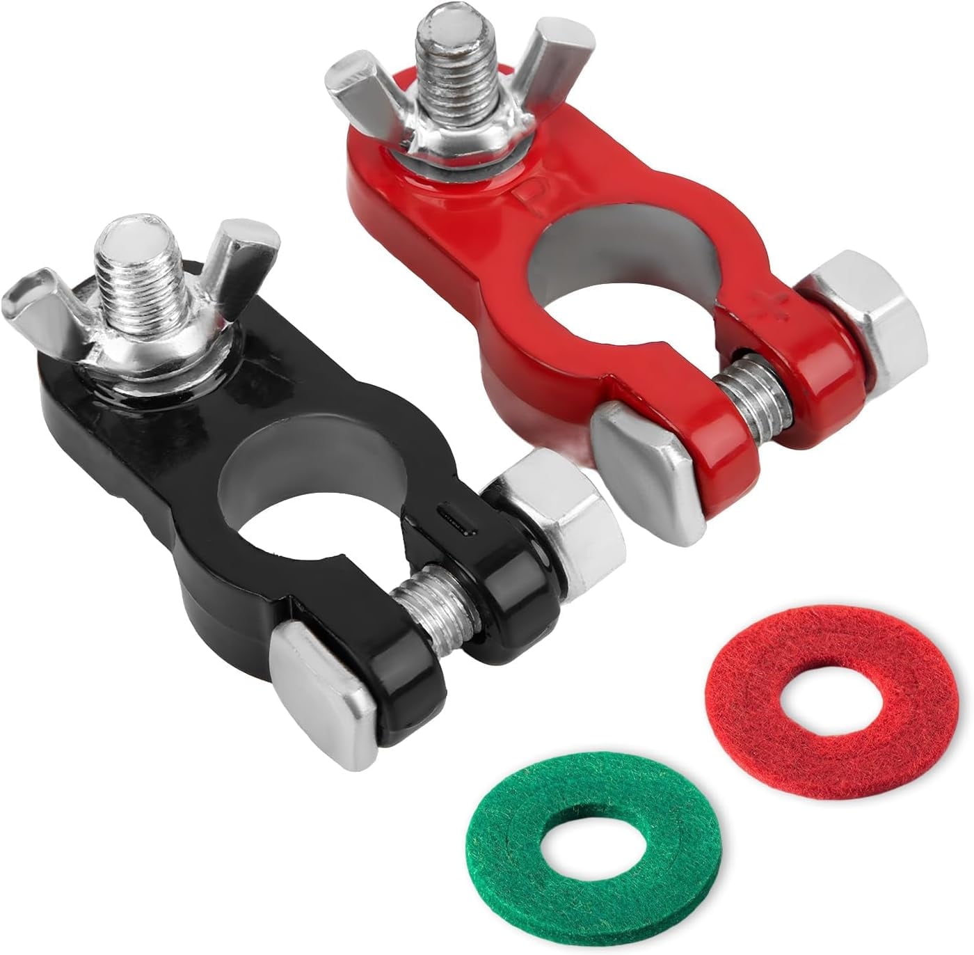 2 Set Battery Terminal Connectors, Negative & Positive Battery Cable ...