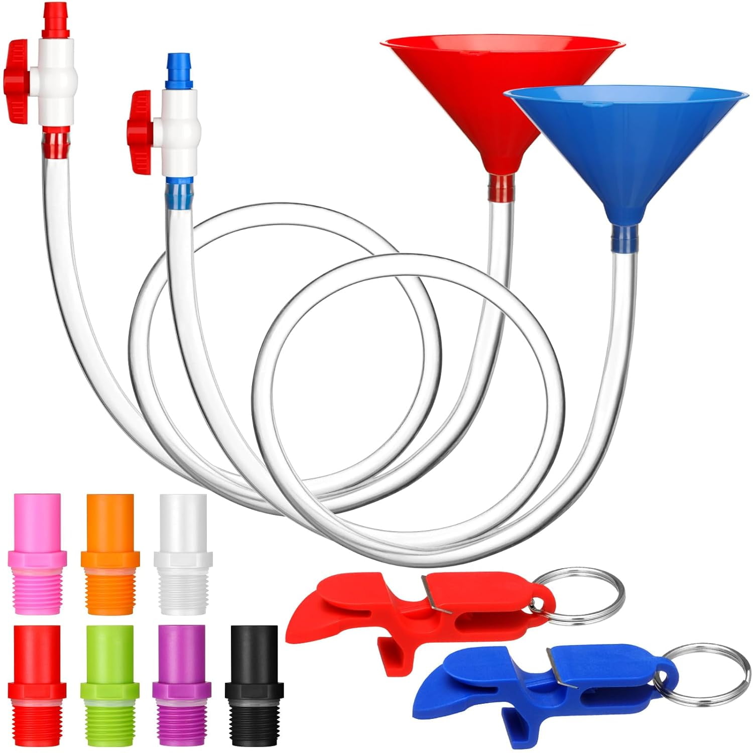 2 Set Beer Bong Tube and Funnel with Valve, 5.9 ft Kink Free Hose ...