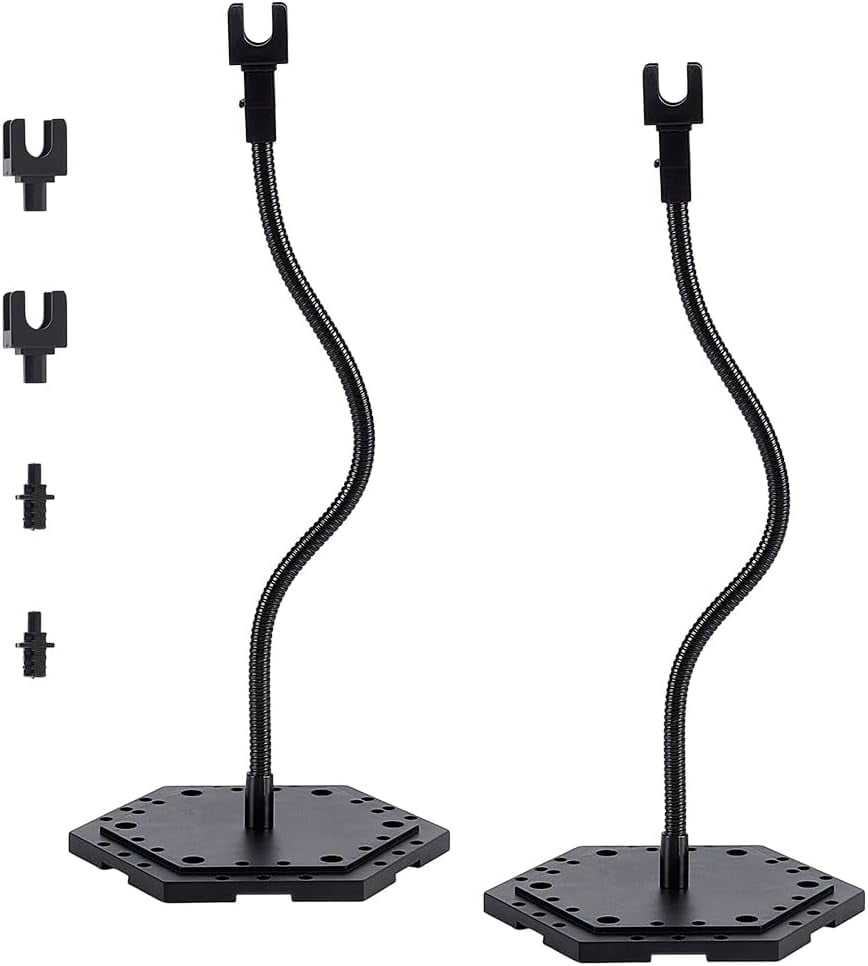 2 Set Black Action Figure Stand Hexagon Plastic Base with Metal ...