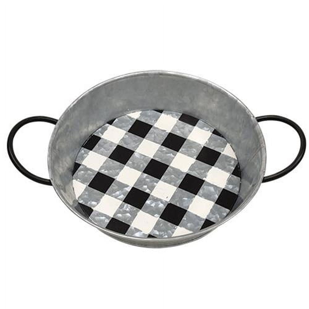 *2/Set Black Buffalo Check Round Trays - Walmart.com