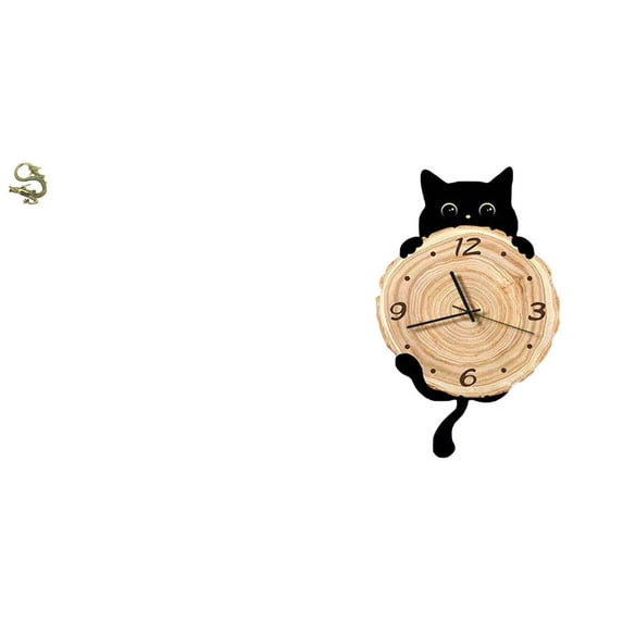 2 Set Brass Sculpture Mini Cat Figurine Wall Clock Easy to Read Silent ...