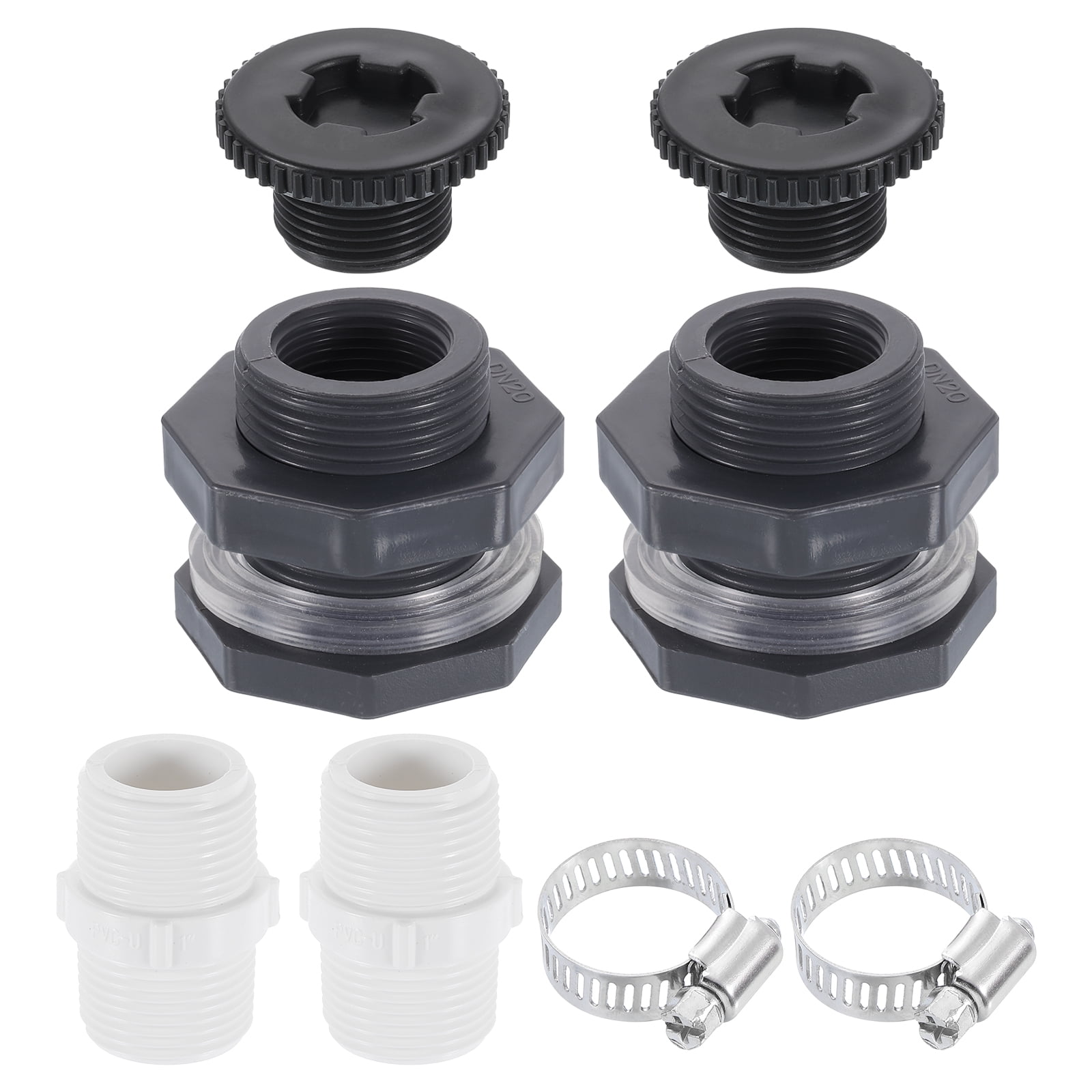 2 Set Bulkhead Fitting Kit, 3/4" GHT Bulkhead Water Tank Connector with ...