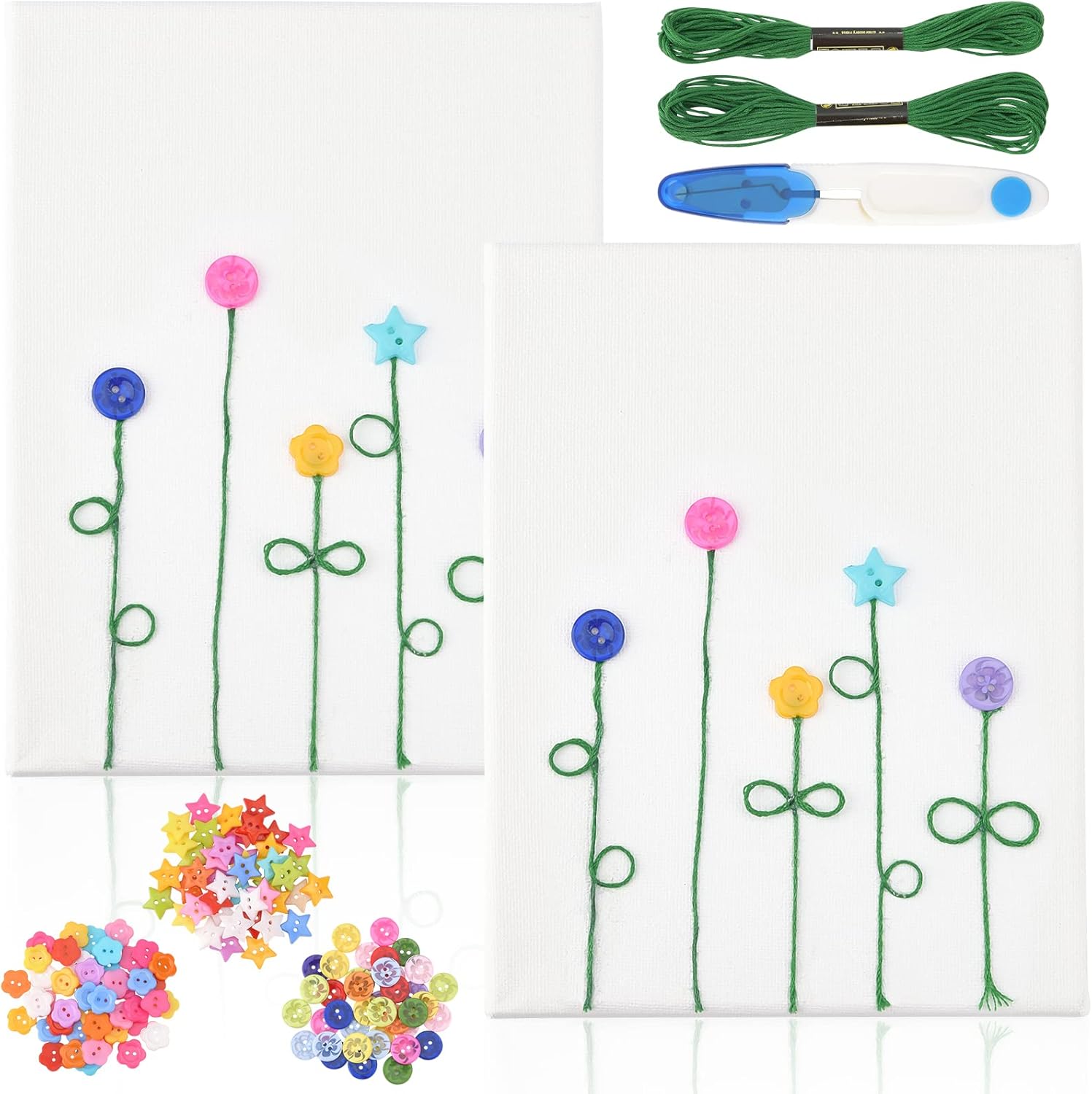 2 Set Button Art Kit Button Sticker Craft Simple Button Canvas kit Make ...