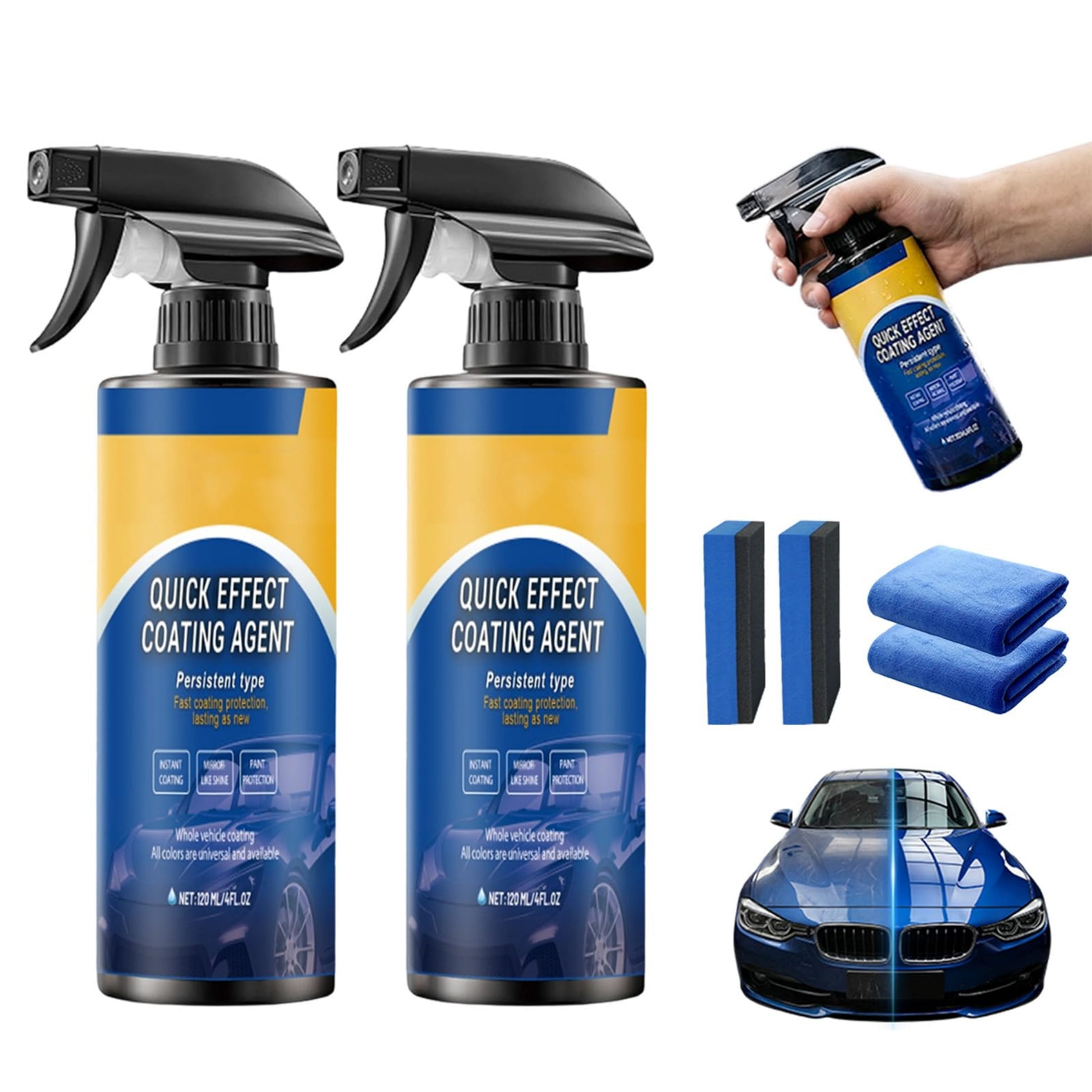 2 Set Car Quick-Acting Coating Agent Spray, Car Coating Spray for Shine ...