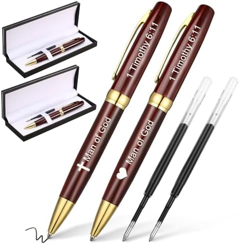 2 Set Christian Gift for Men Man of God Pen 6:11 Bible Verse Pens Black ...