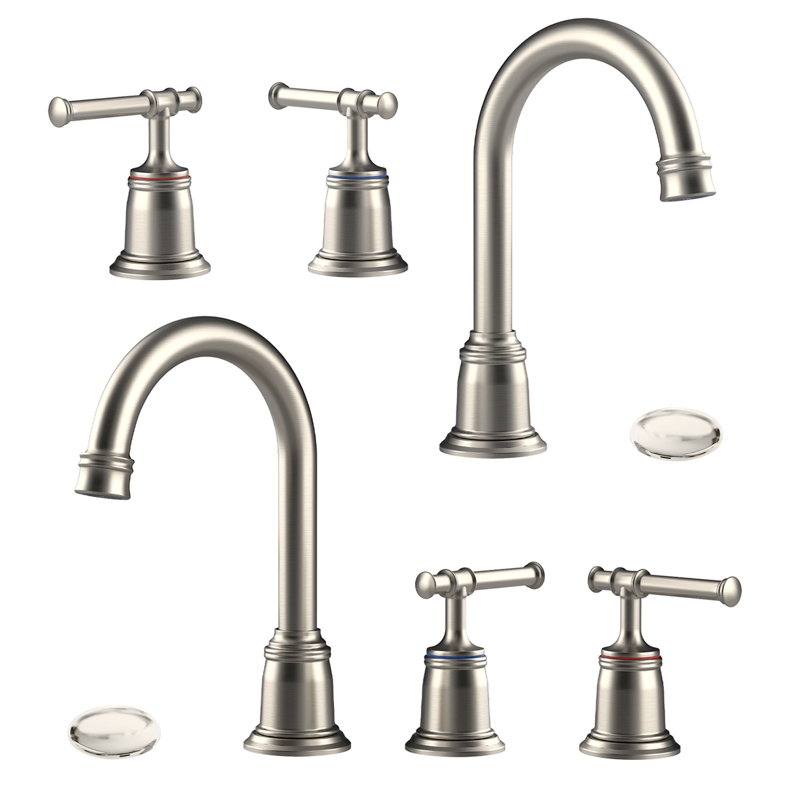 2-Set Classical Bathroom faucets for Sink 3 Holes, 8 inch Bathroom ...
