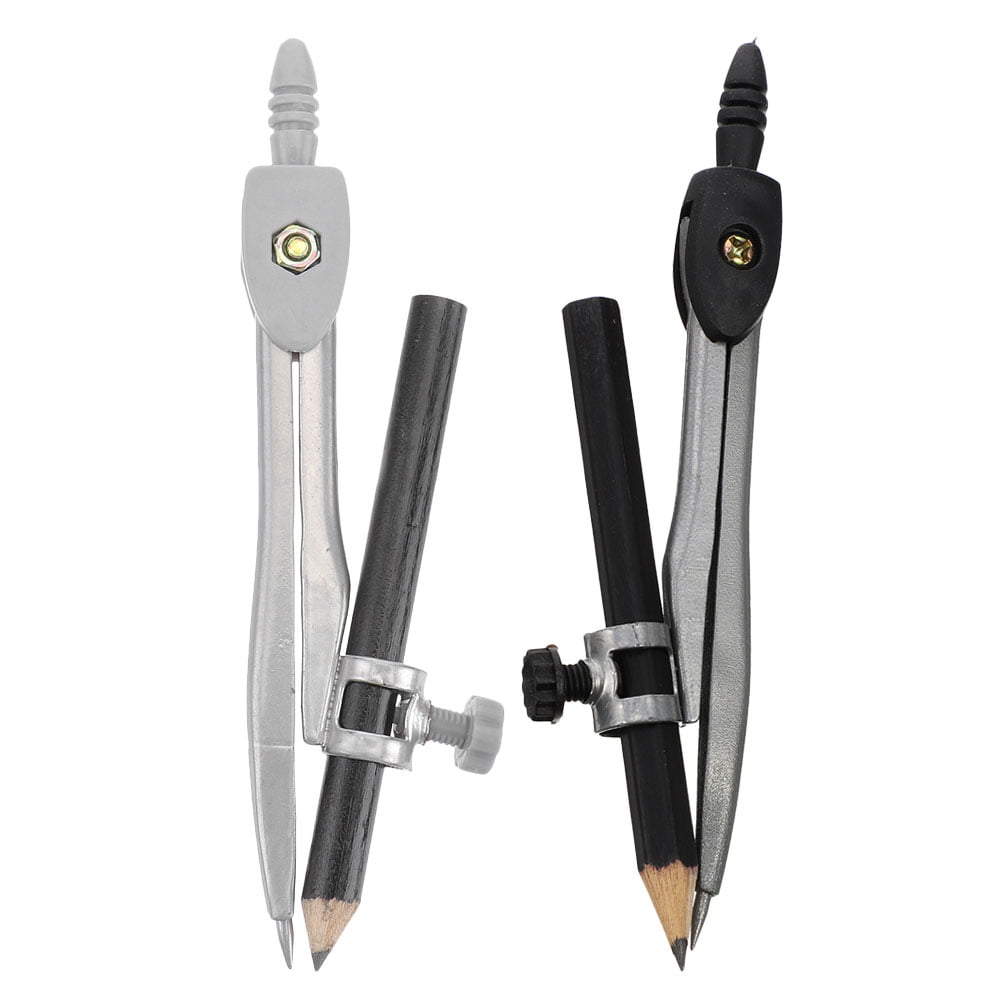 2 Set Compasses Student Drawing The Circle Silver Plastic 13.00X4.00X1.80CM - Walmart.com