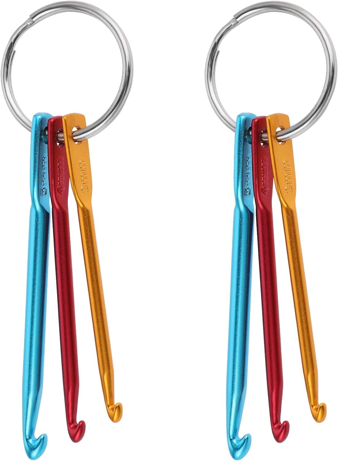 2 Set Crochet Hook Key Chains 3/4/5mm Crochet Keyring Kit Knitting ...