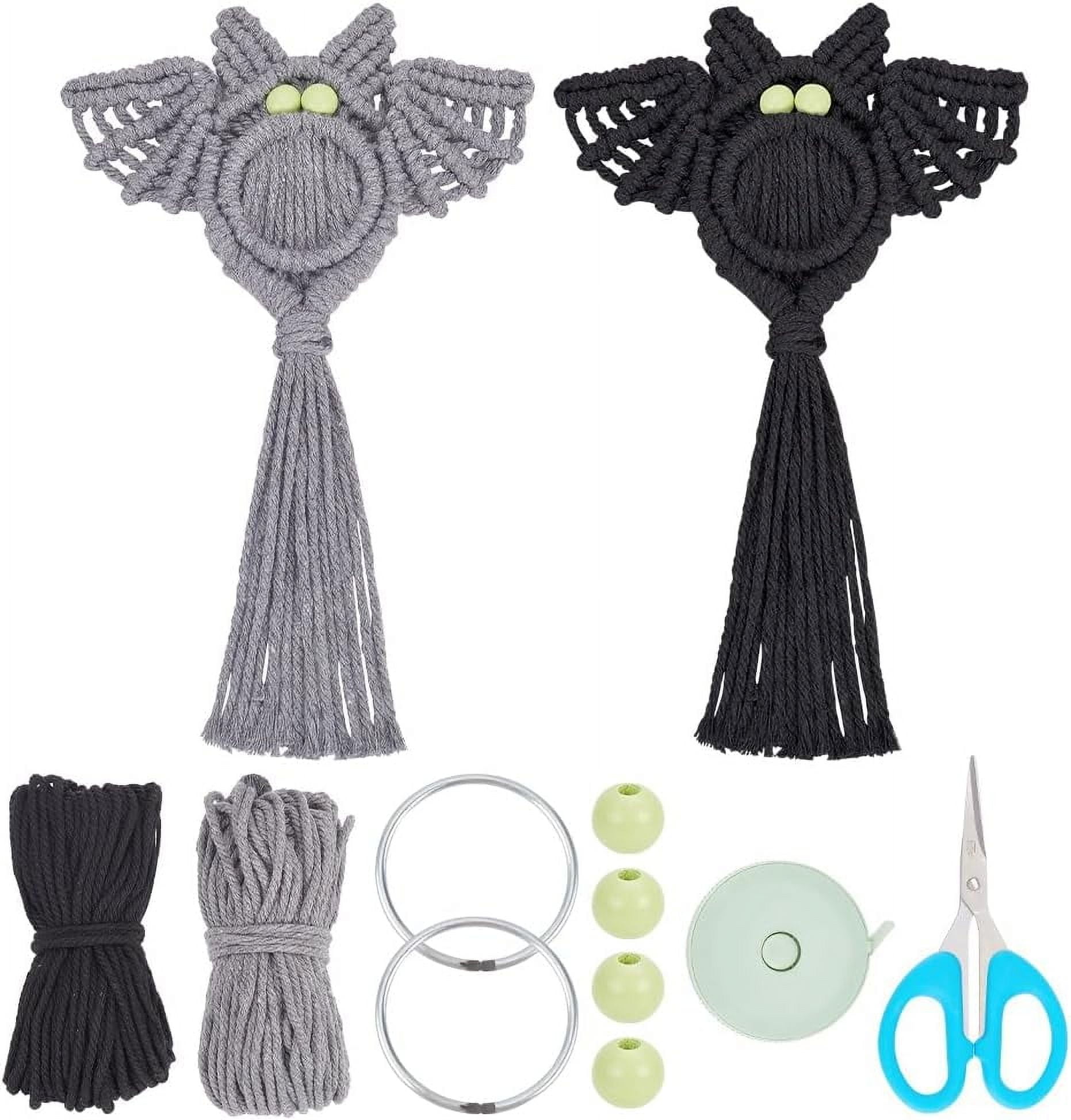 2 Set DIY Macrame Bat Kit with Video Tutorial Macrame Bat Wall Hanging ...