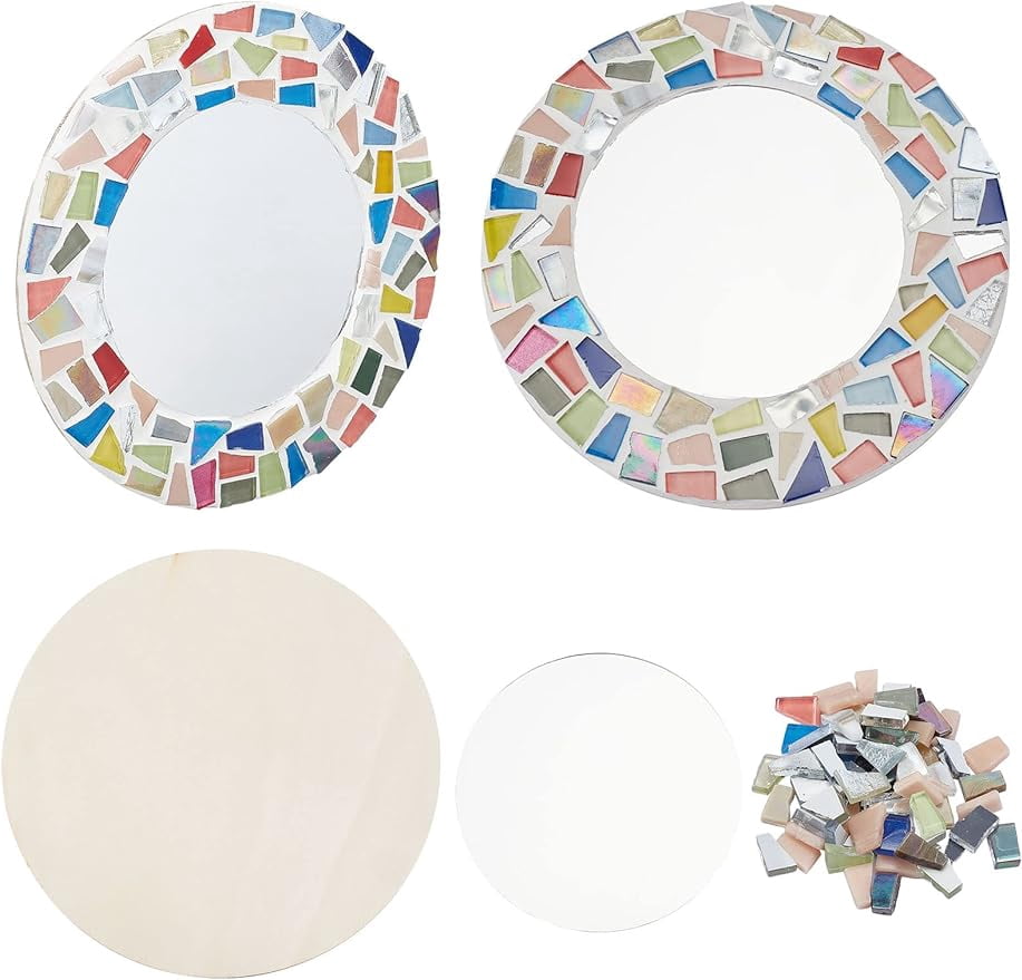 2 Set DIY Mosaic Circle Mirror Kit Mosaic Craft Kits for Adults DIY ...