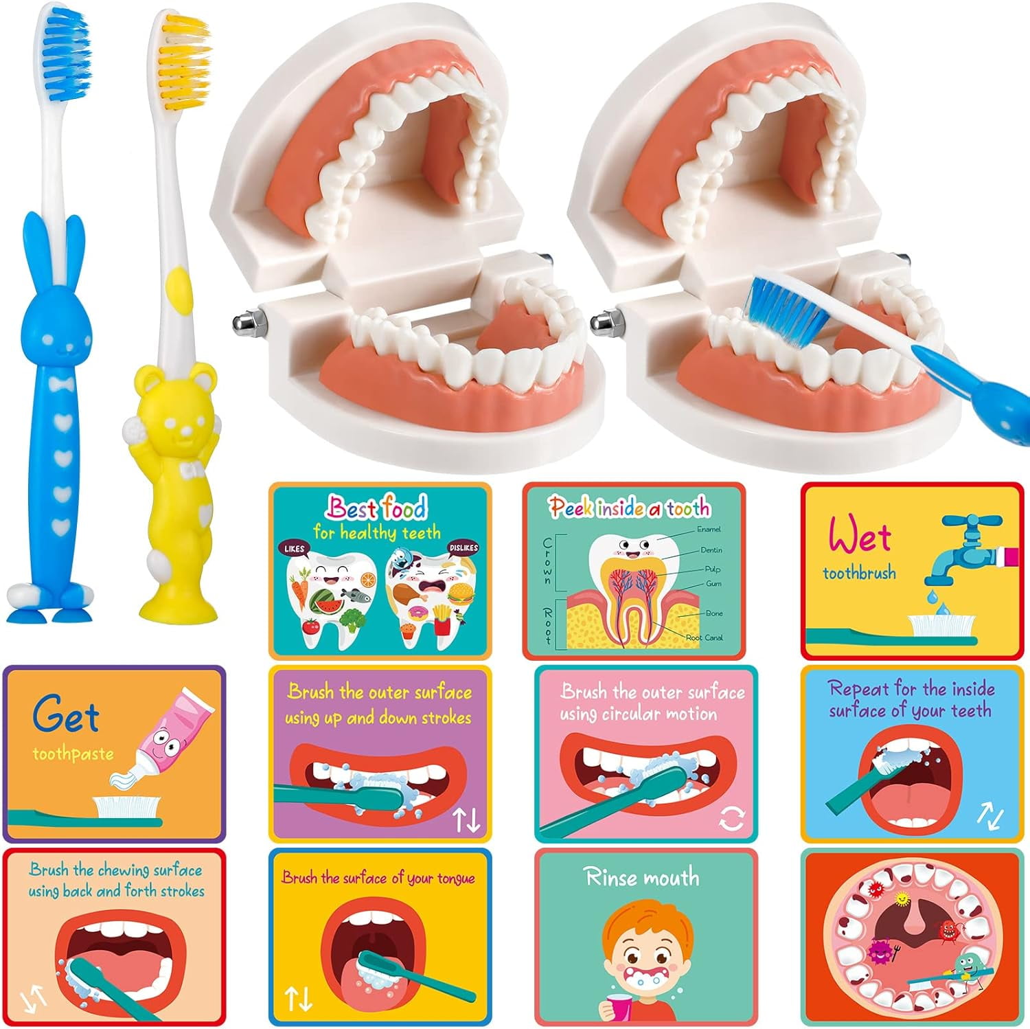 2 Set Dentist Kit for Kids Dentist Play Set Dental Teeth Model with ...