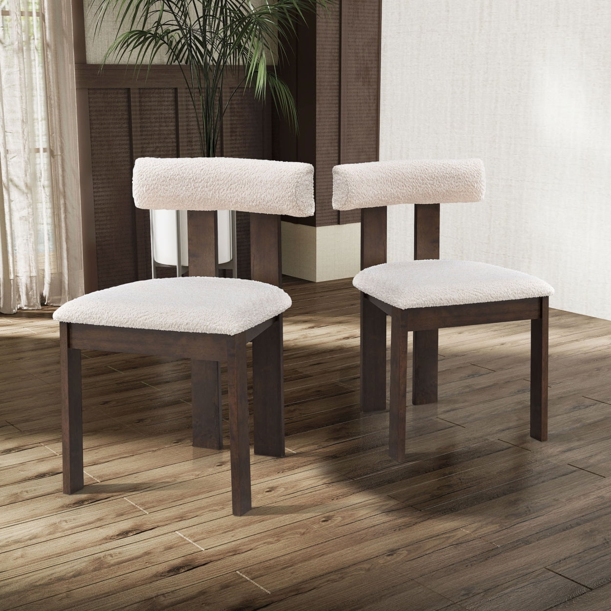 2 Set of Dining Chairs, Modern Side Chairs with Boucle Upholstered ...