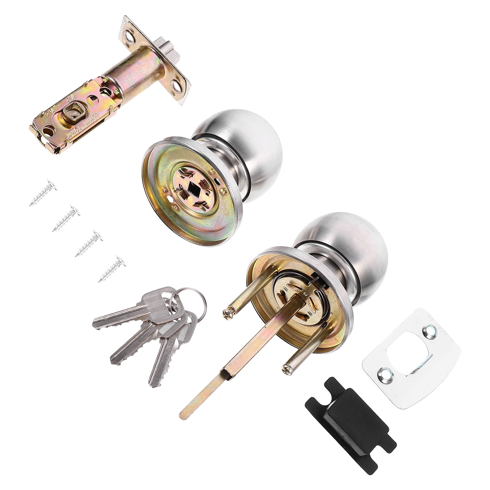 2 Set Door Lock Indoor Handles Locks Home Spherical Stainless Steel ...