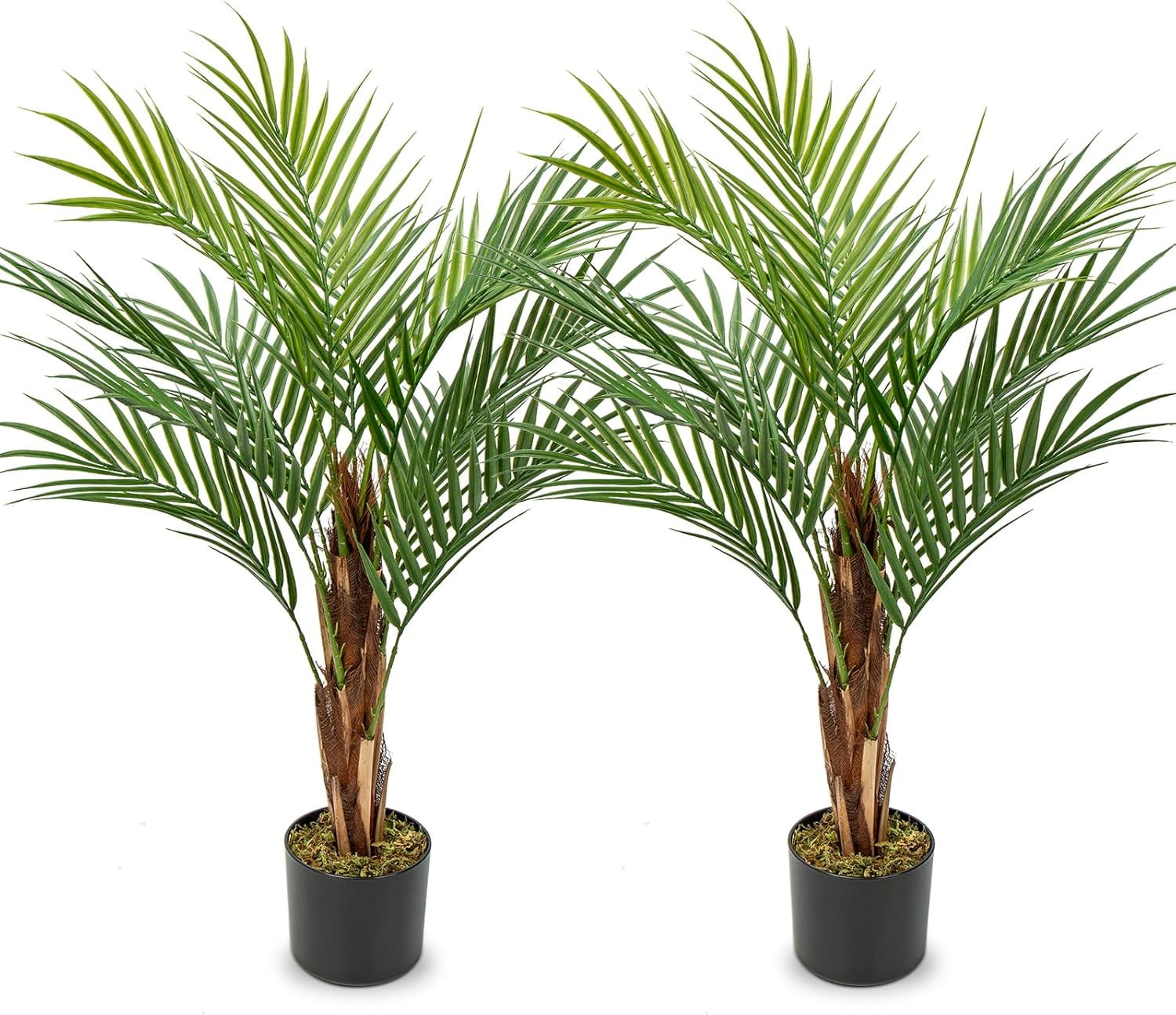 2 Set Fake Palm Tree 3ft Tall with 13 Lifelike Trunks Faux King Palm ...