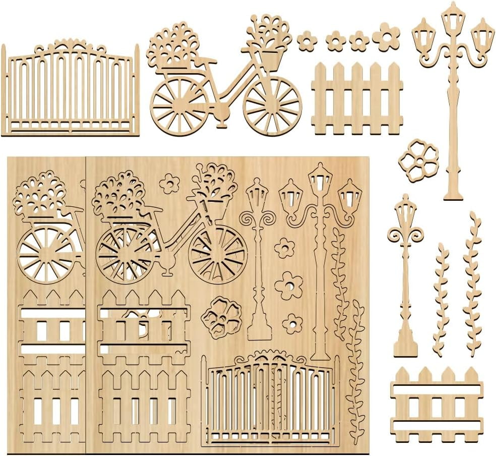 2 Set Fence Laser Cut Chipboard Embellishments 5.7x6 Inch Wooden Gate ...