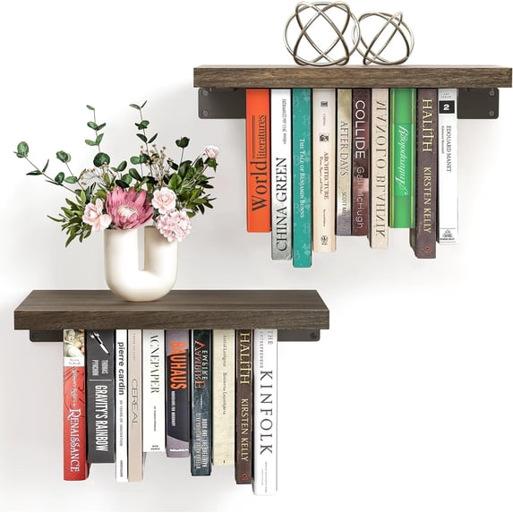 2 Set of Floating Bookshelf with Super Load-Bear Shelf Brackets ...