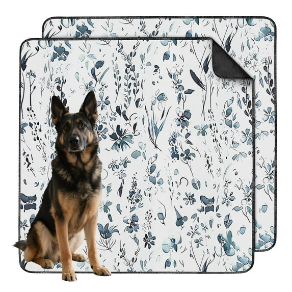 2-Set Floral Design Washable Puppy Pads 48x48 Inch Reusable Dog ...